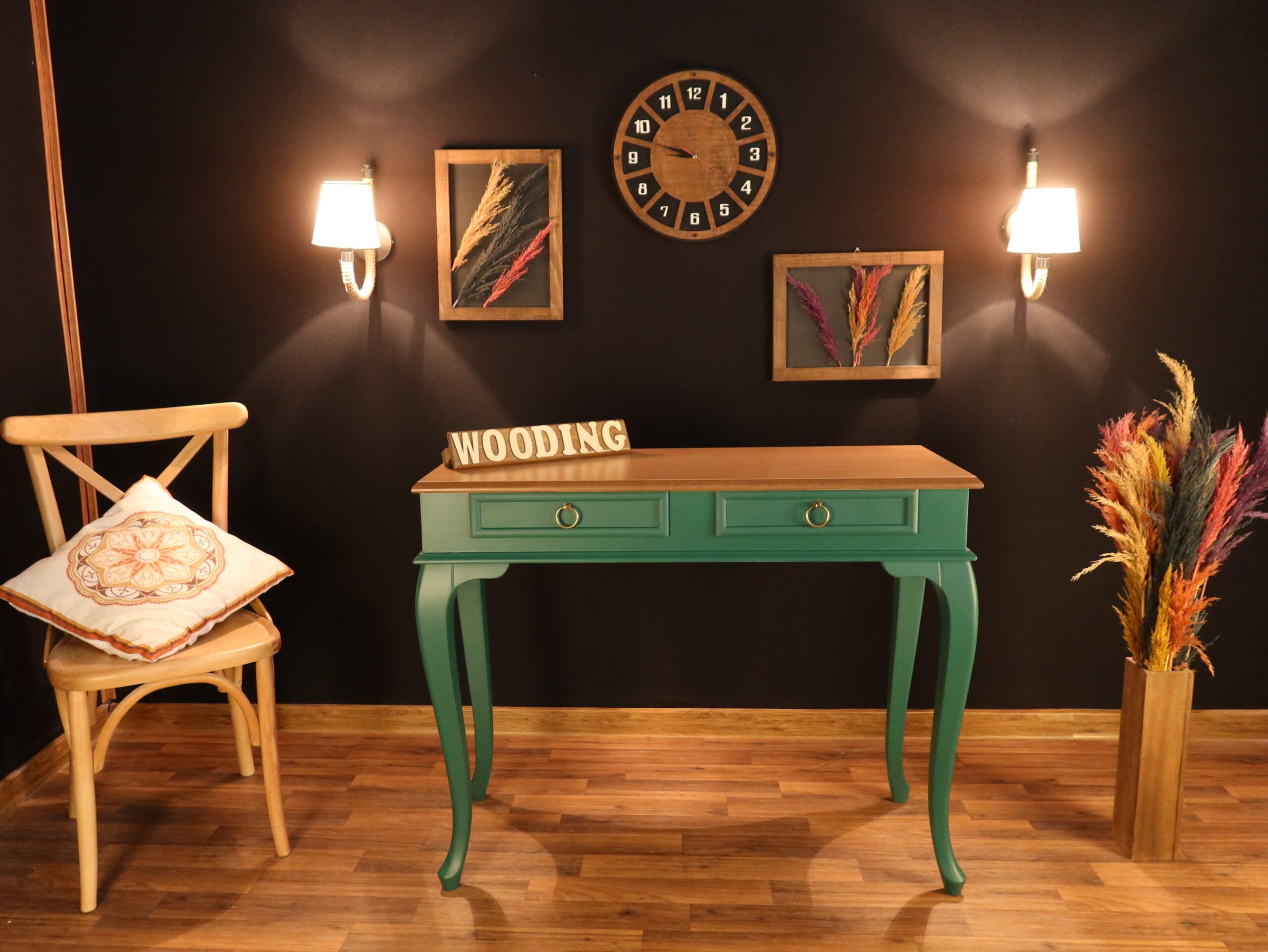 Wooding 100 Cm Masif Yeşil Naturel Dresuar – Wooding Mobilya